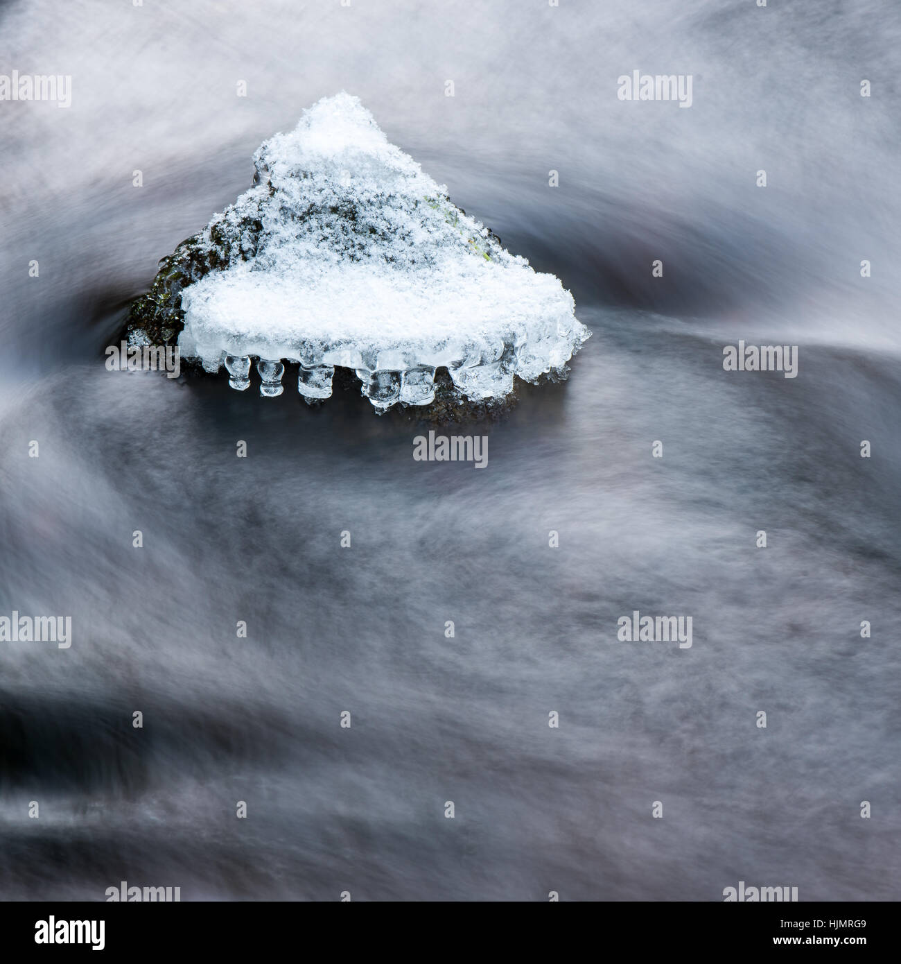 abstract frozen ice textures in the forest country river in winter ...