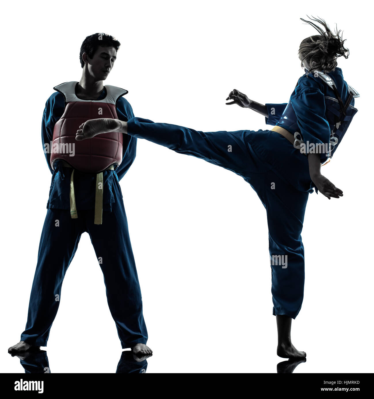 one caucasian man woman couple exercising karate vietvodao martial arts ...