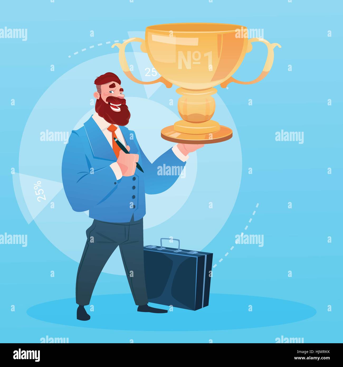 Business Man Hold Prize Winner Cup, Success Concept Stock Vector Image ...
