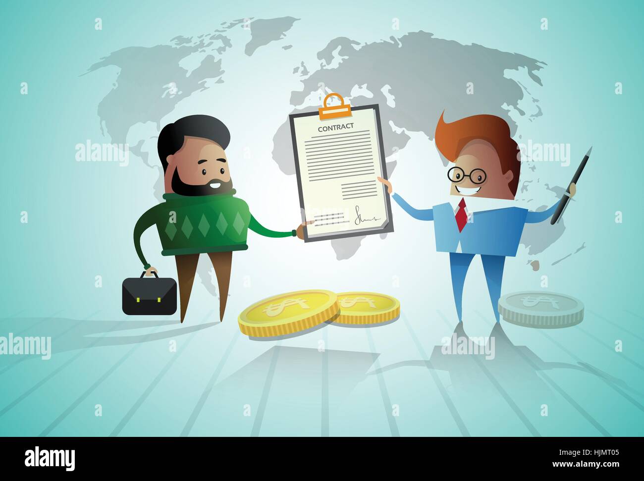 Two Successful Business Man Hold Contract Sign Document Folder ...