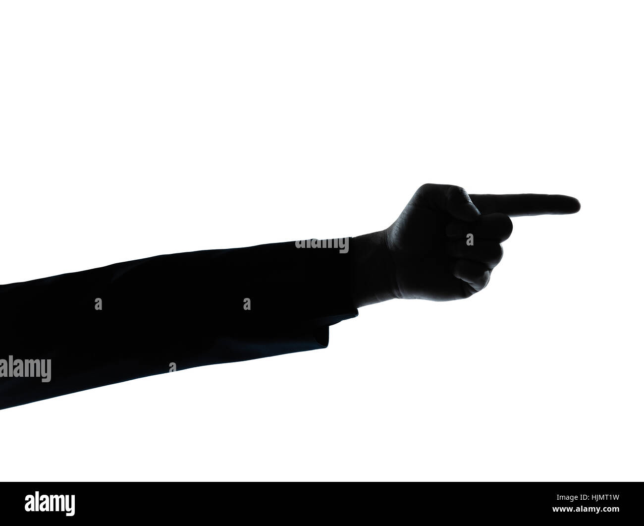 one caucasian close up detail one man hand pointing silhouette in ...