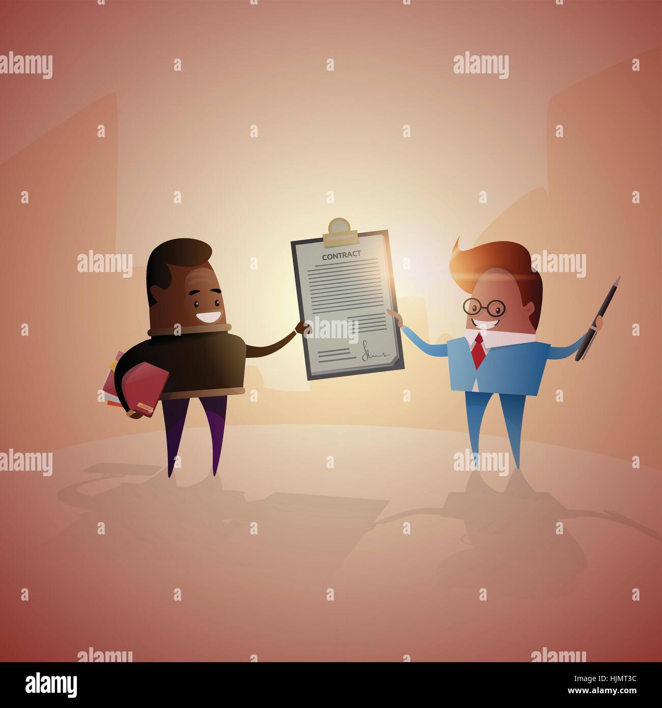 Two Successful Business Man Hold Contract Sign Document Folder ...