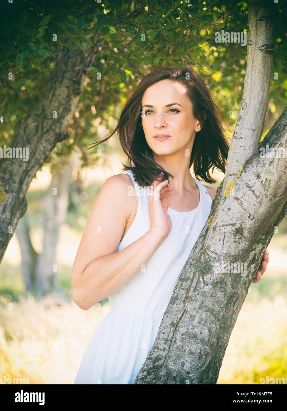 Portrait of beautiful white woman in nature Stock Photo - Alamy