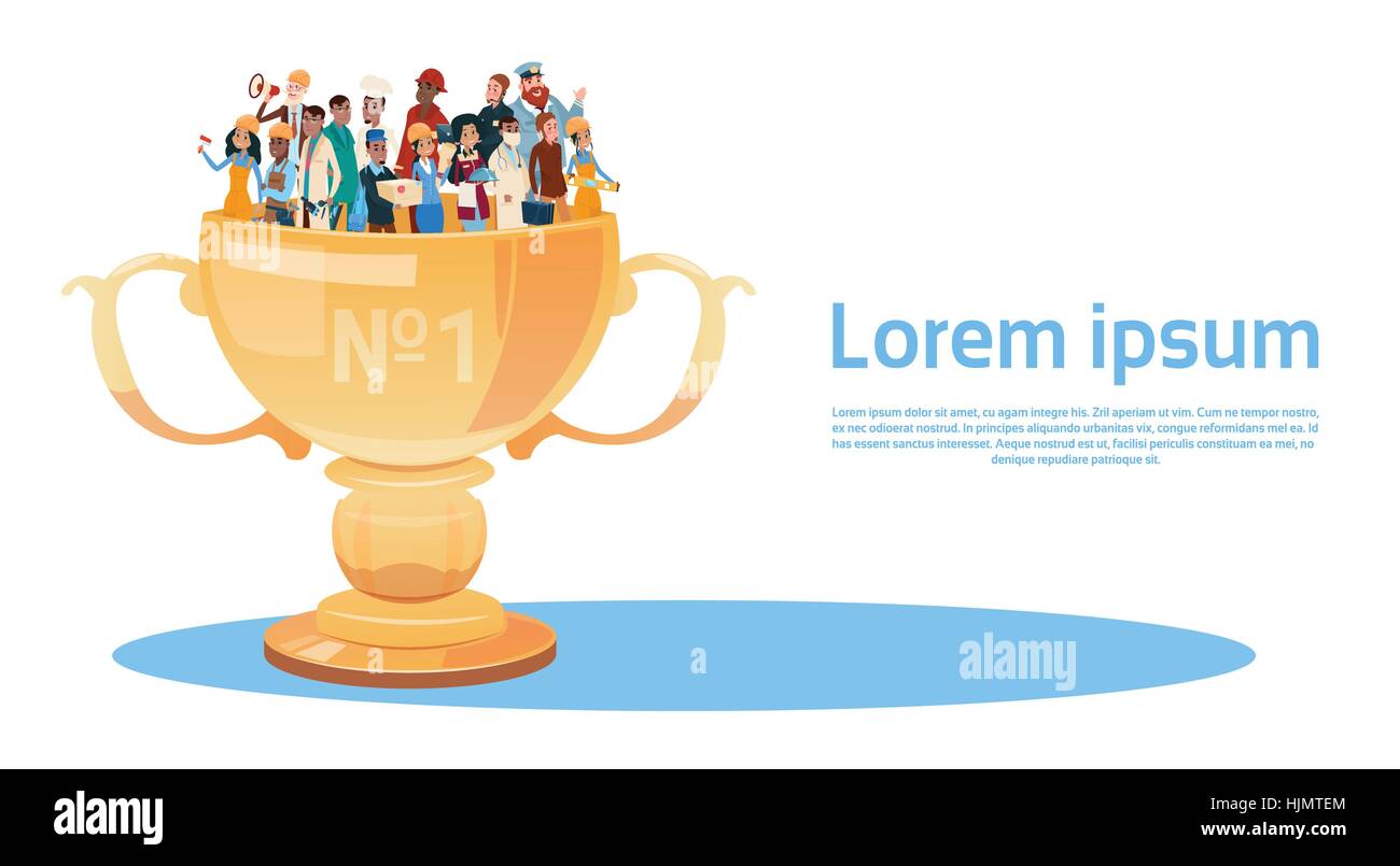 People Group Different Occupation Employees Prize Winner Cup, Team ...