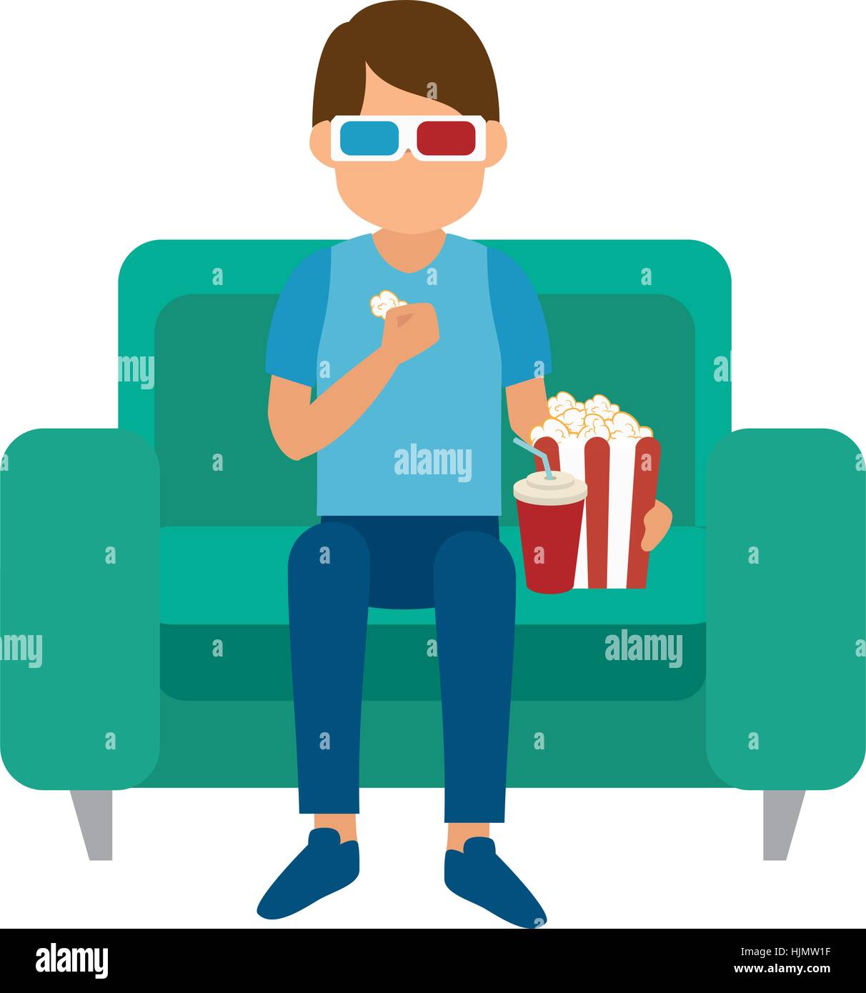 Watching 3d movies vector illustration Stock Vector Images - Alamy