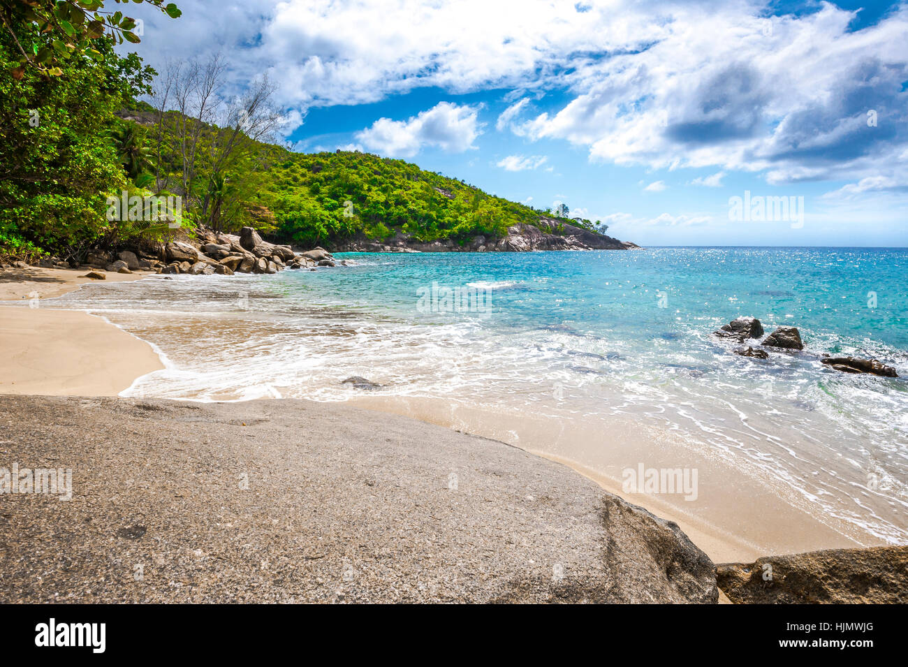 Beach of the Seychelles, Island Mahé, Beach Anse Major Stock Photo - Alamy