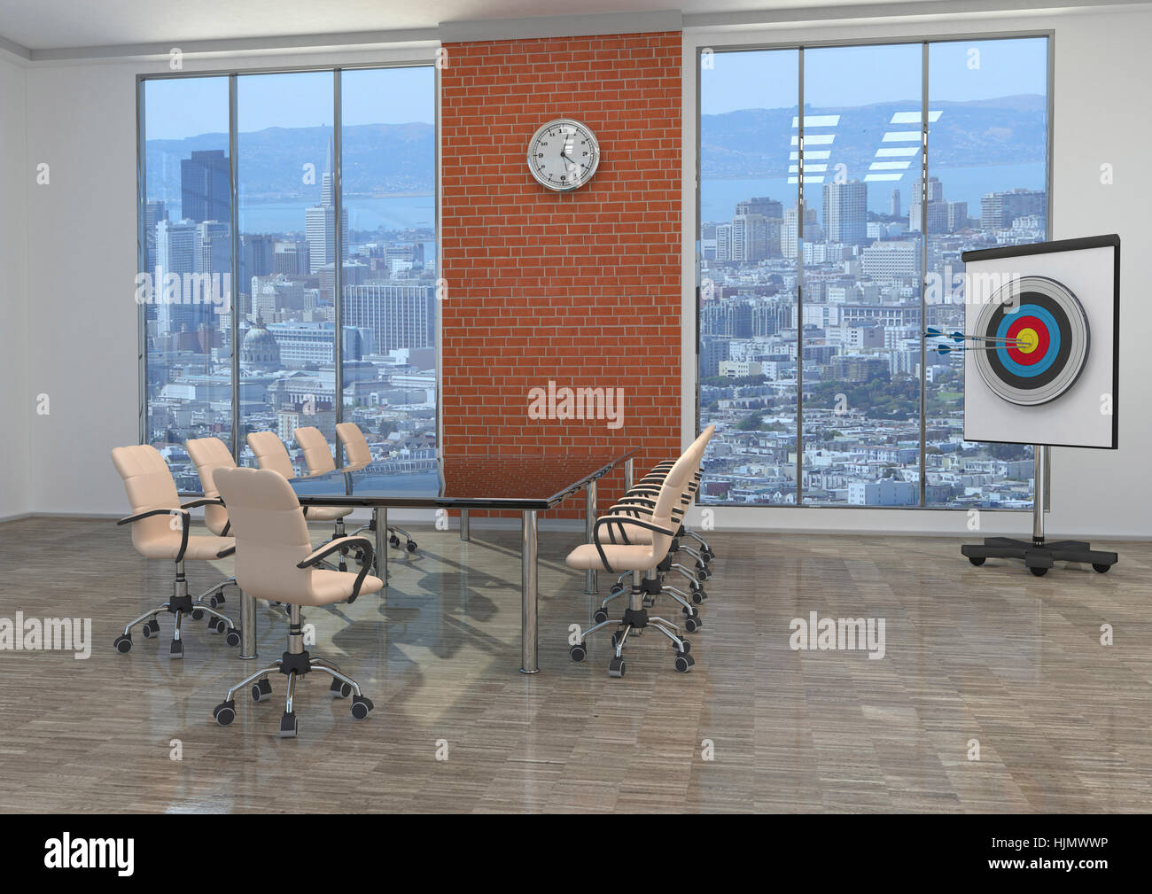 Meeting room with target, 3D Rendering Stock Photo - Alamy