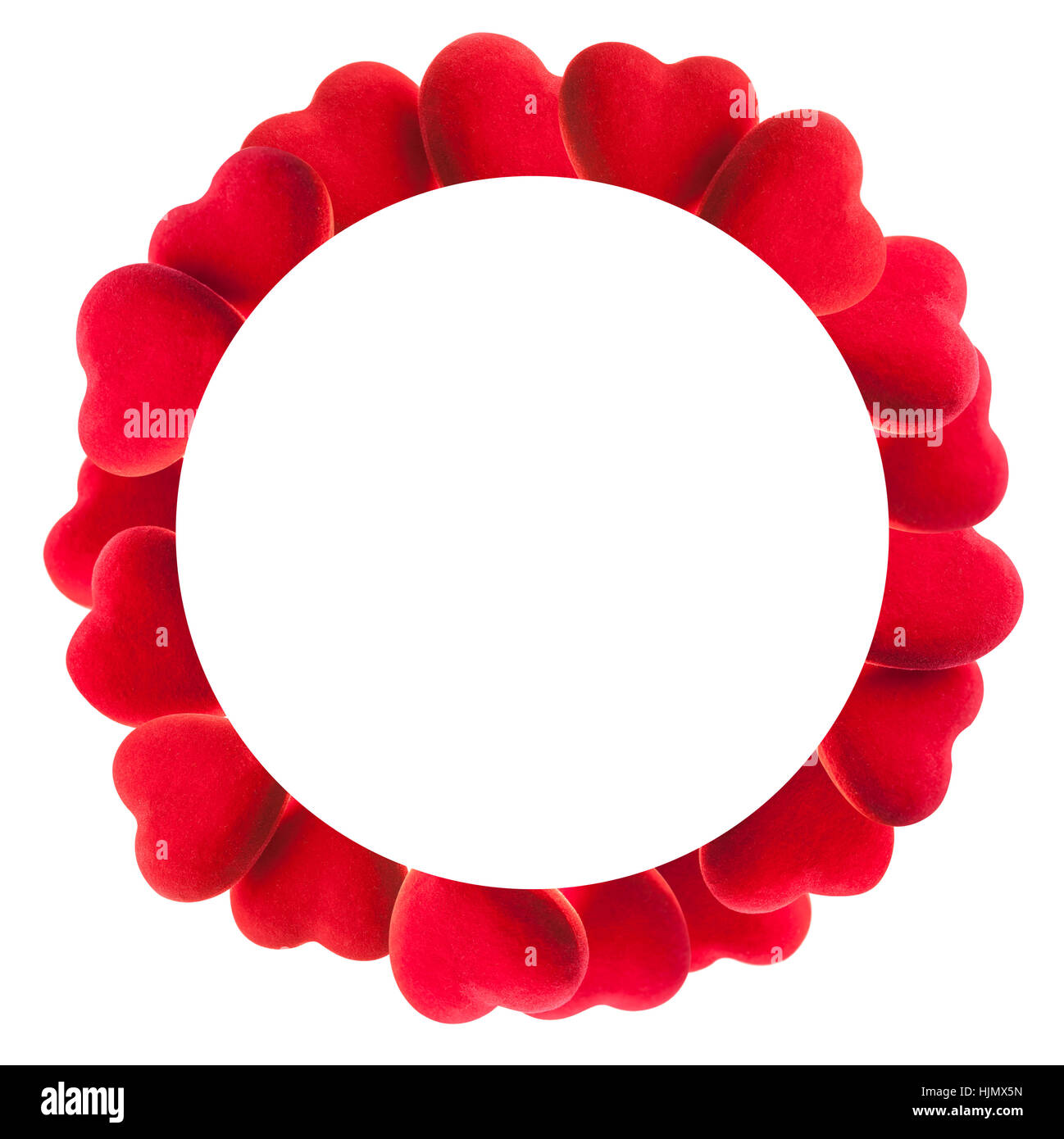 Round frame of red hearts isolated on white Stock Photo - Alamy