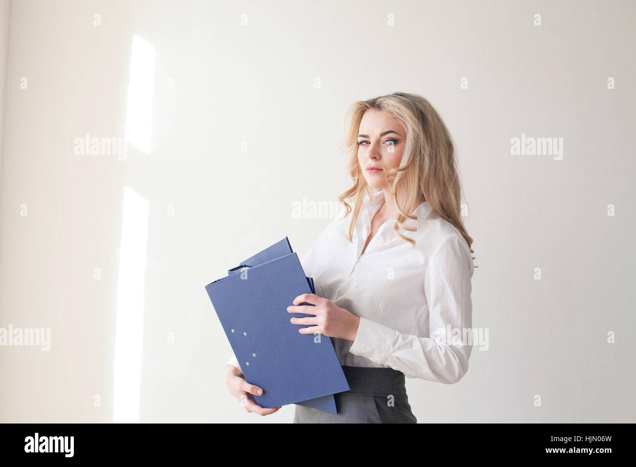 business girl Secretary documents folder Stock Photo - Alamy