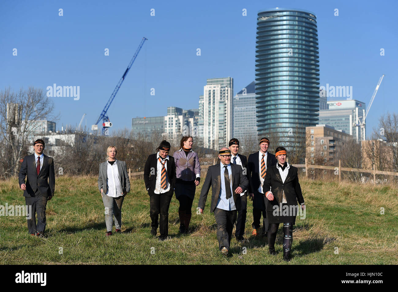 Tough mudder transformed mudchute dlr station hi-res stock photography ...