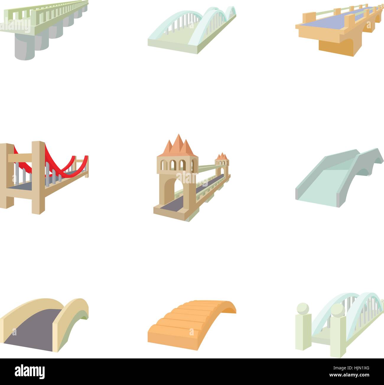Types bridges icons set cartoon hi-res stock photography and images - Alamy