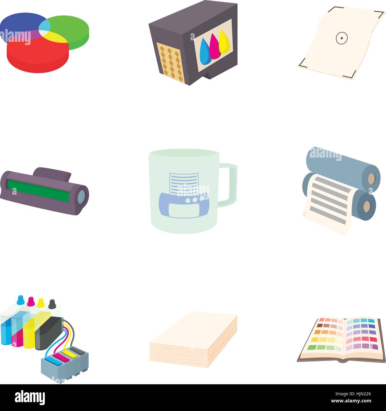 Printer icons set. Cartoon illustration of 9 printer vector icons for ...