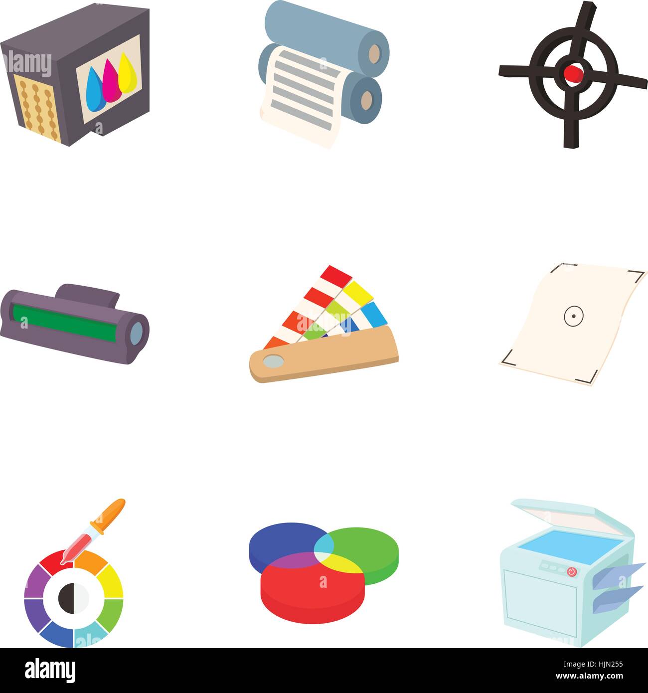 Printing icons set. Cartoon illustration of 9 printing vector icons for ...