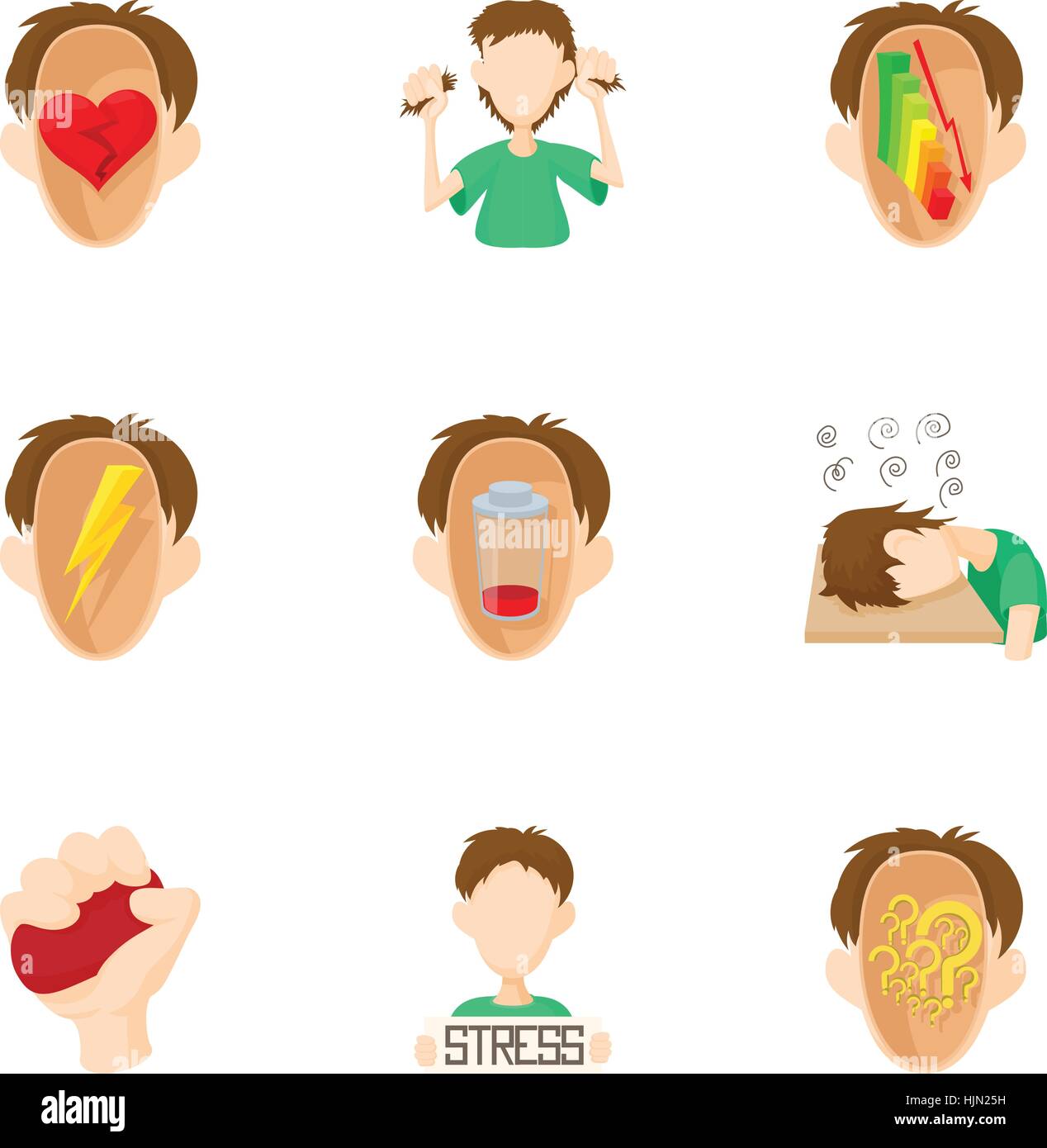 Feeling icons set. Cartoon illustration of 9 feeling vector icons for ...