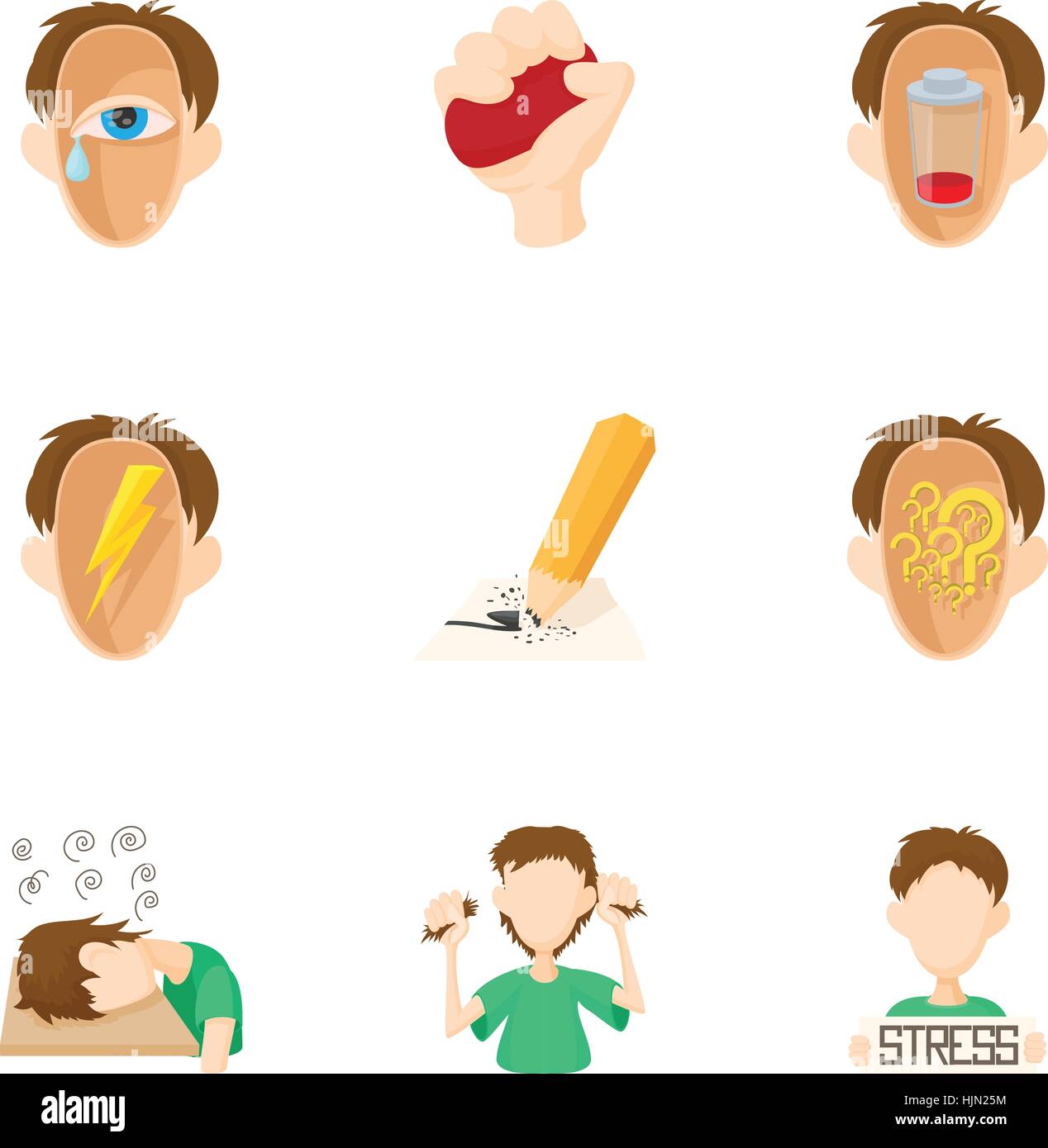 Emotions icons set. Cartoon illustration of 9 emotions vector icons for ...