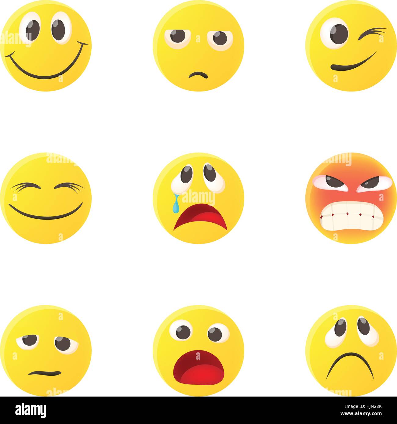 Round smileys icons set. Cartoon illustration of 9 round smileys vector ...