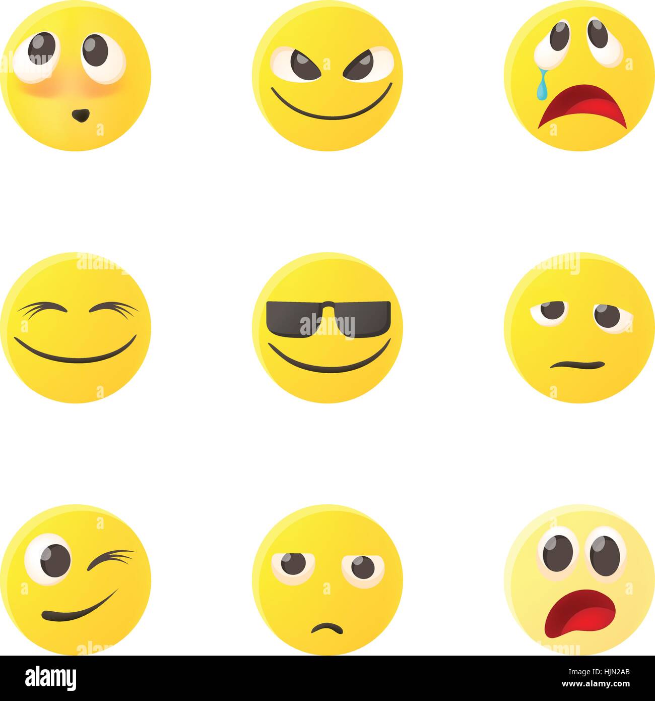 Emoticons for messages icons set. Cartoon illustration of 9 emoticons ...