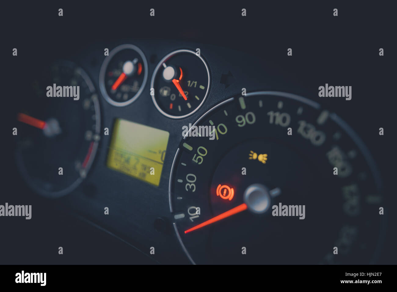 Close up shot of a car's illuminated dashboard, at night Stock Photo ...