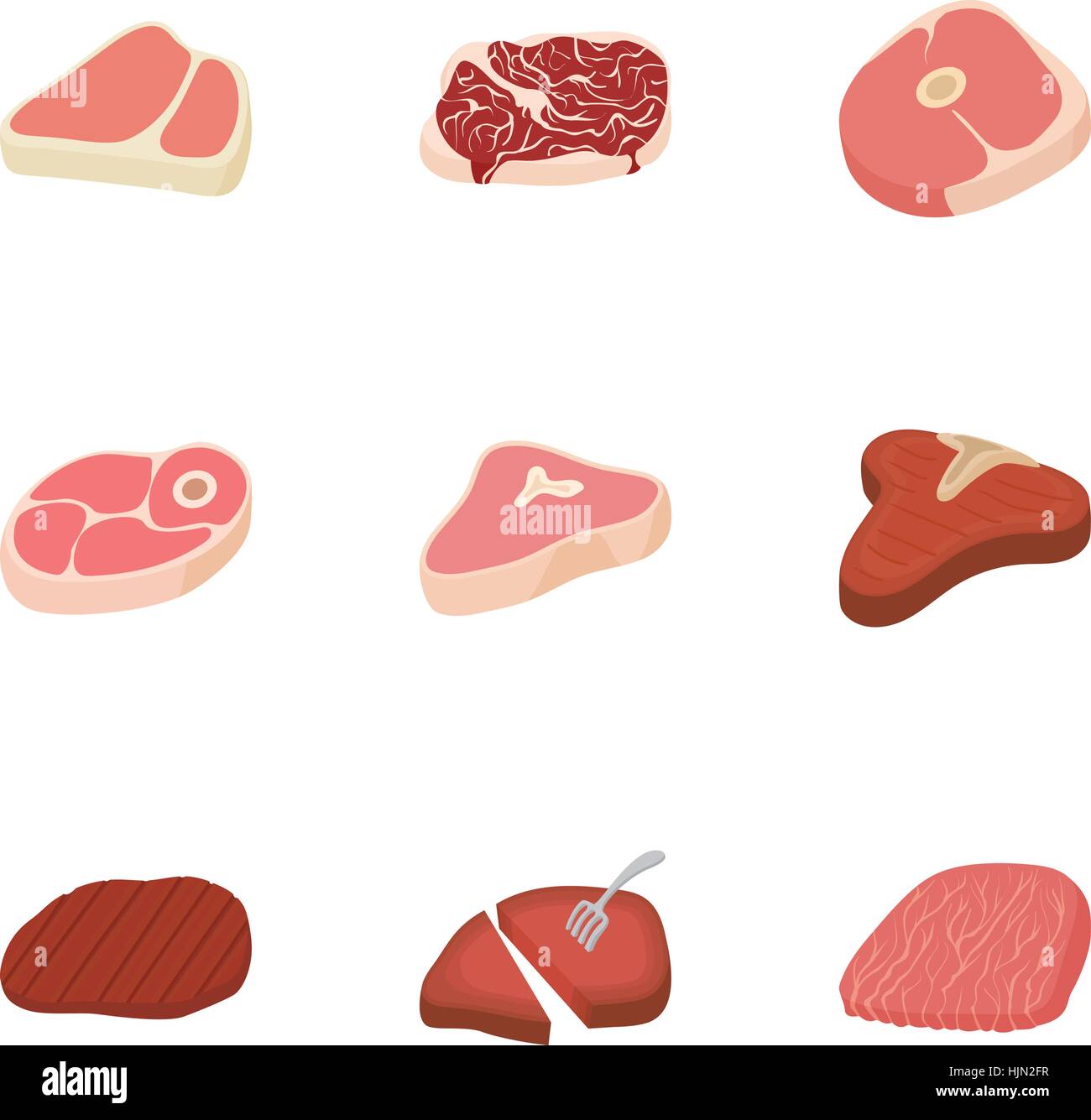 Veal icons set. Cartoon illustration of 9 veal vector icons for web ...
