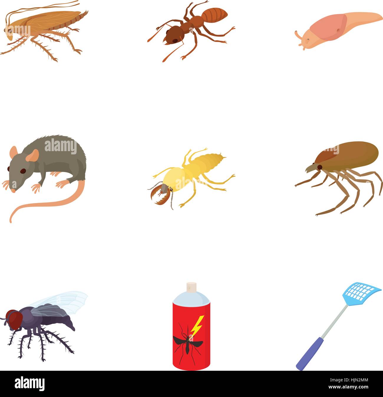 Pests of homes icons set. Cartoon illustration of 9 pests of homes ...