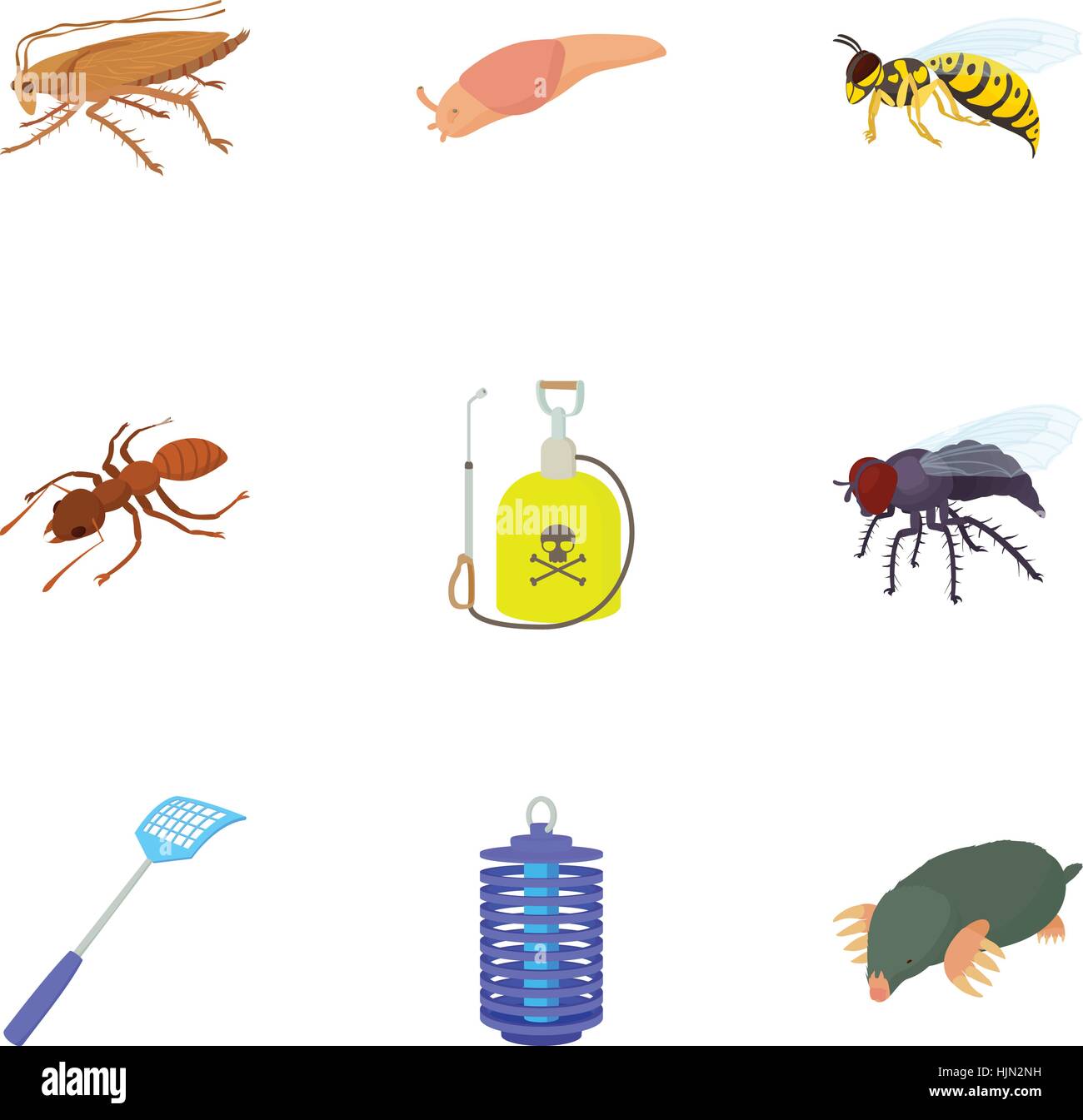 Bad pests icons set. Cartoon illustration of 9 bad pests vector icons ...
