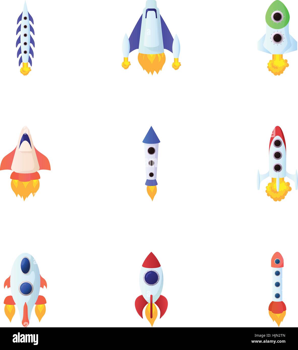 Fast rockets icons set. Cartoon illustration of 9 fast rockets vector ...