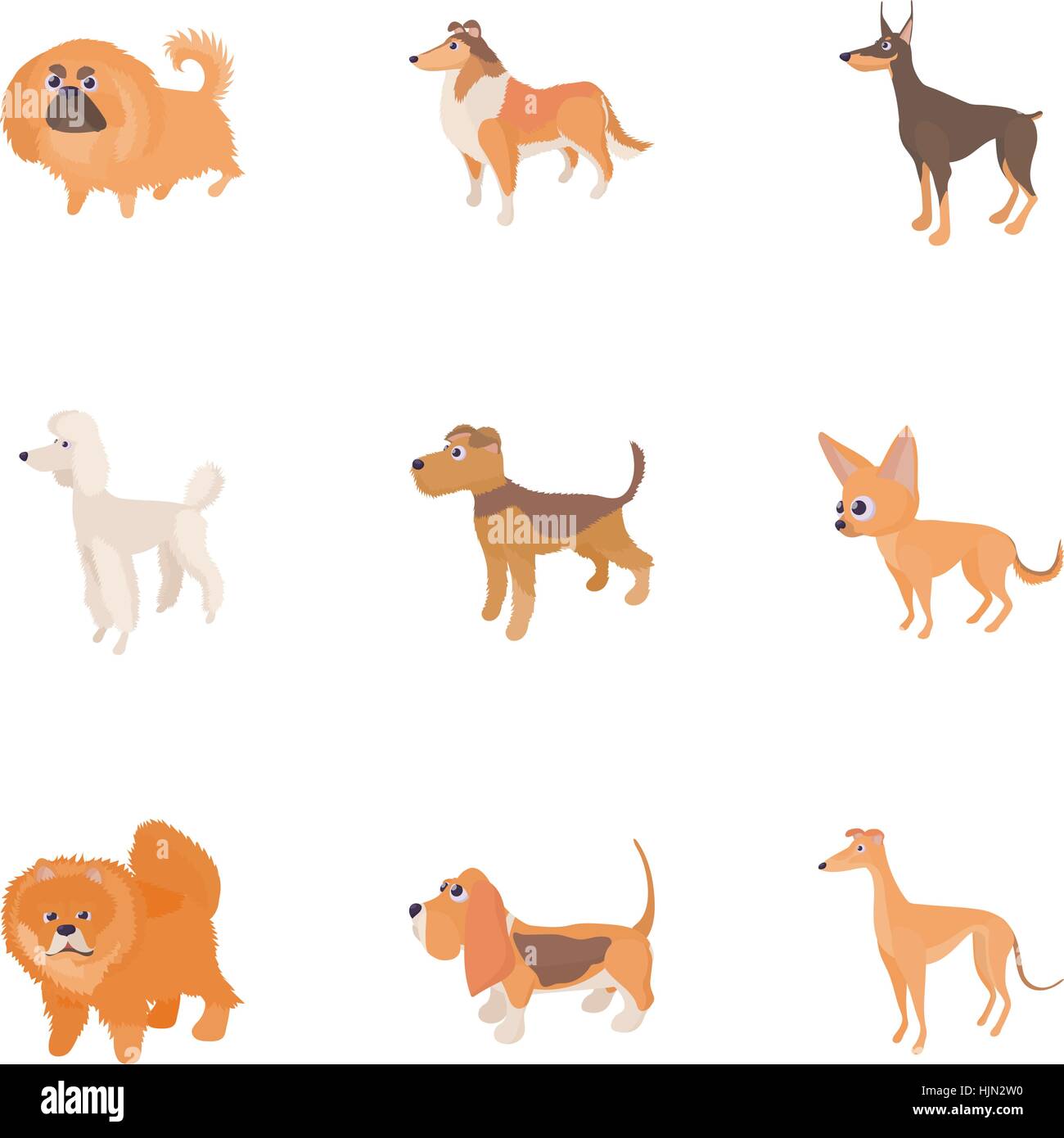 Dog icons set. Cartoon illustration of 9 dog vector icons for web Stock ...