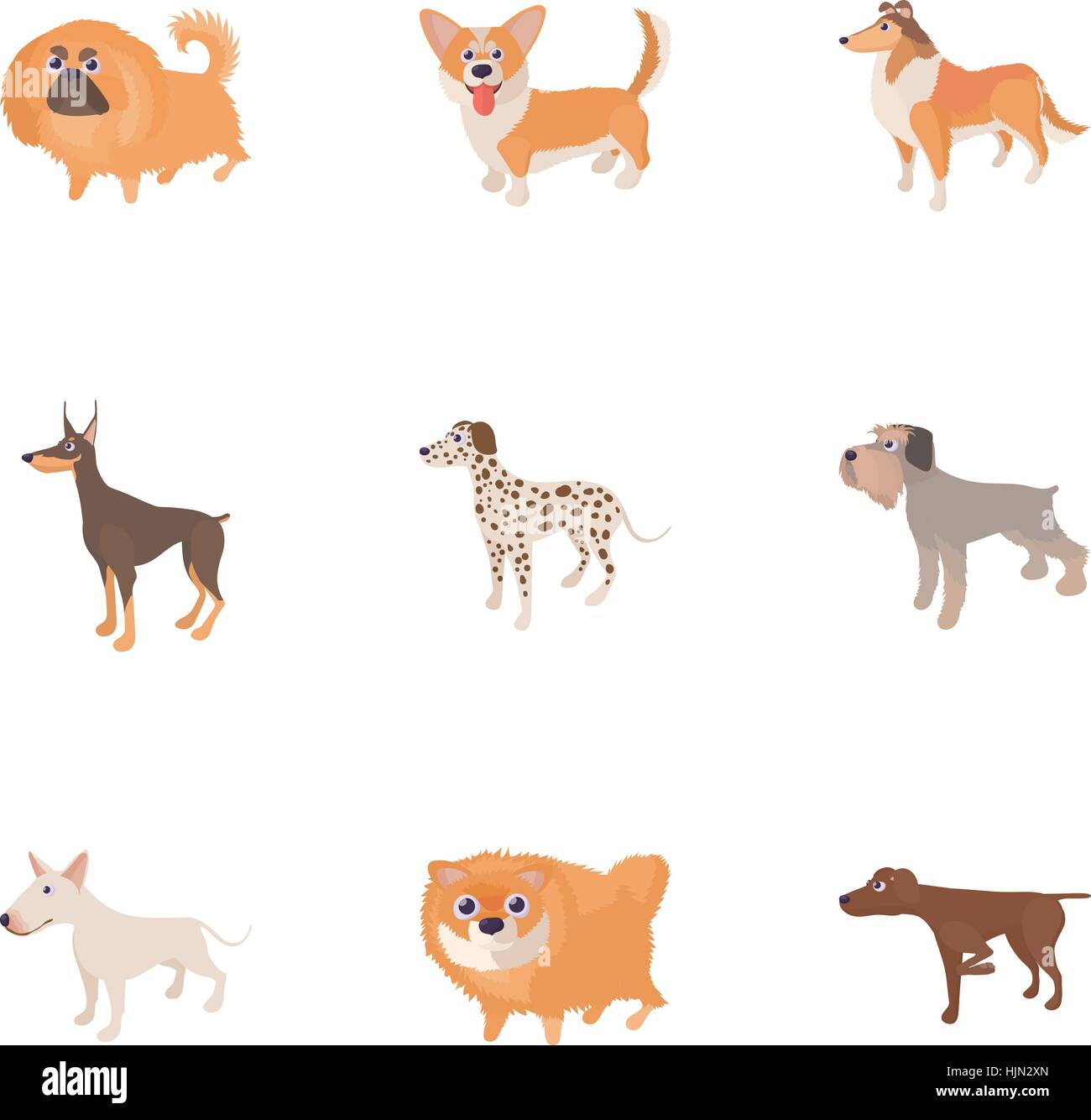Pet dog icons set. Cartoon illustration of 9 pet dog vector icons for ...