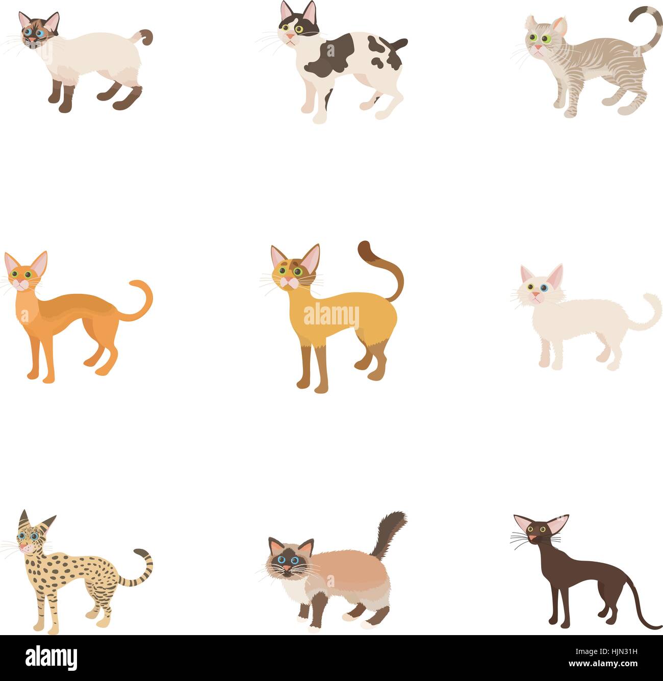 Furry friend icons set. Cartoon illustration of 9 furry friend vector ...