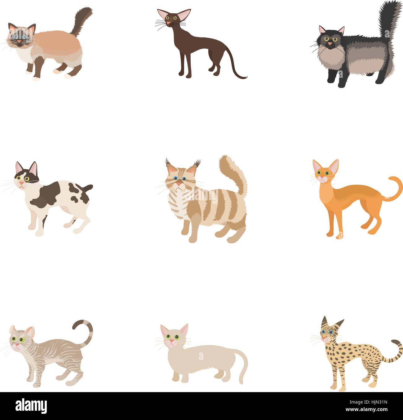 Cat family icons set. Cartoon illustration of 9 cat family vector icons ...
