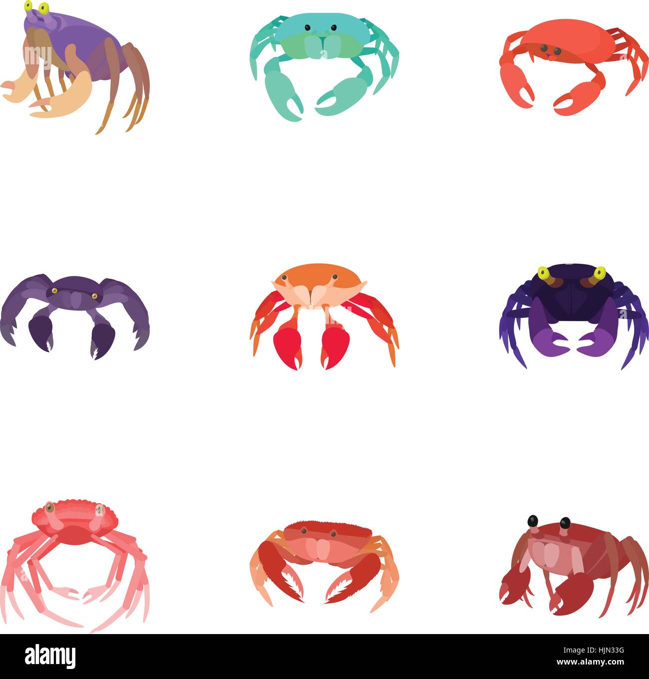 Crayfish icons set. Cartoon illustration of 9 crayfish vector icons for ...