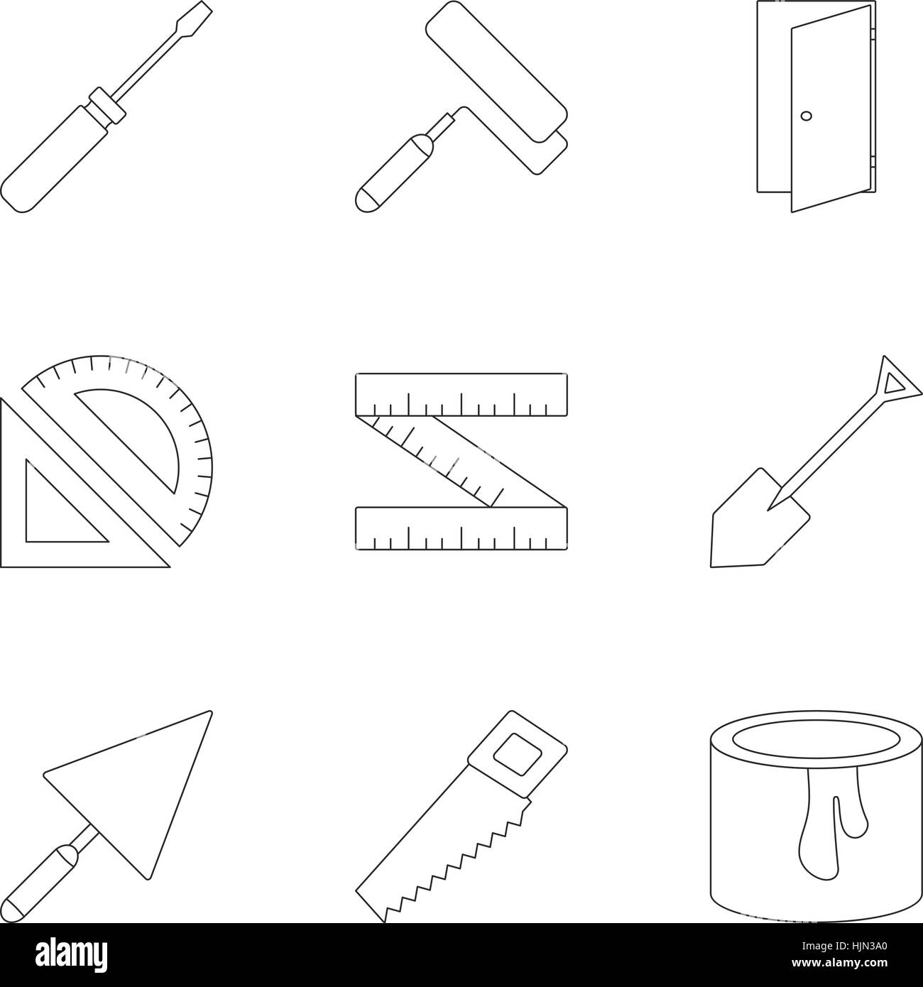 Repair icons set. Outline illustration of 9 repair vector icons for web ...