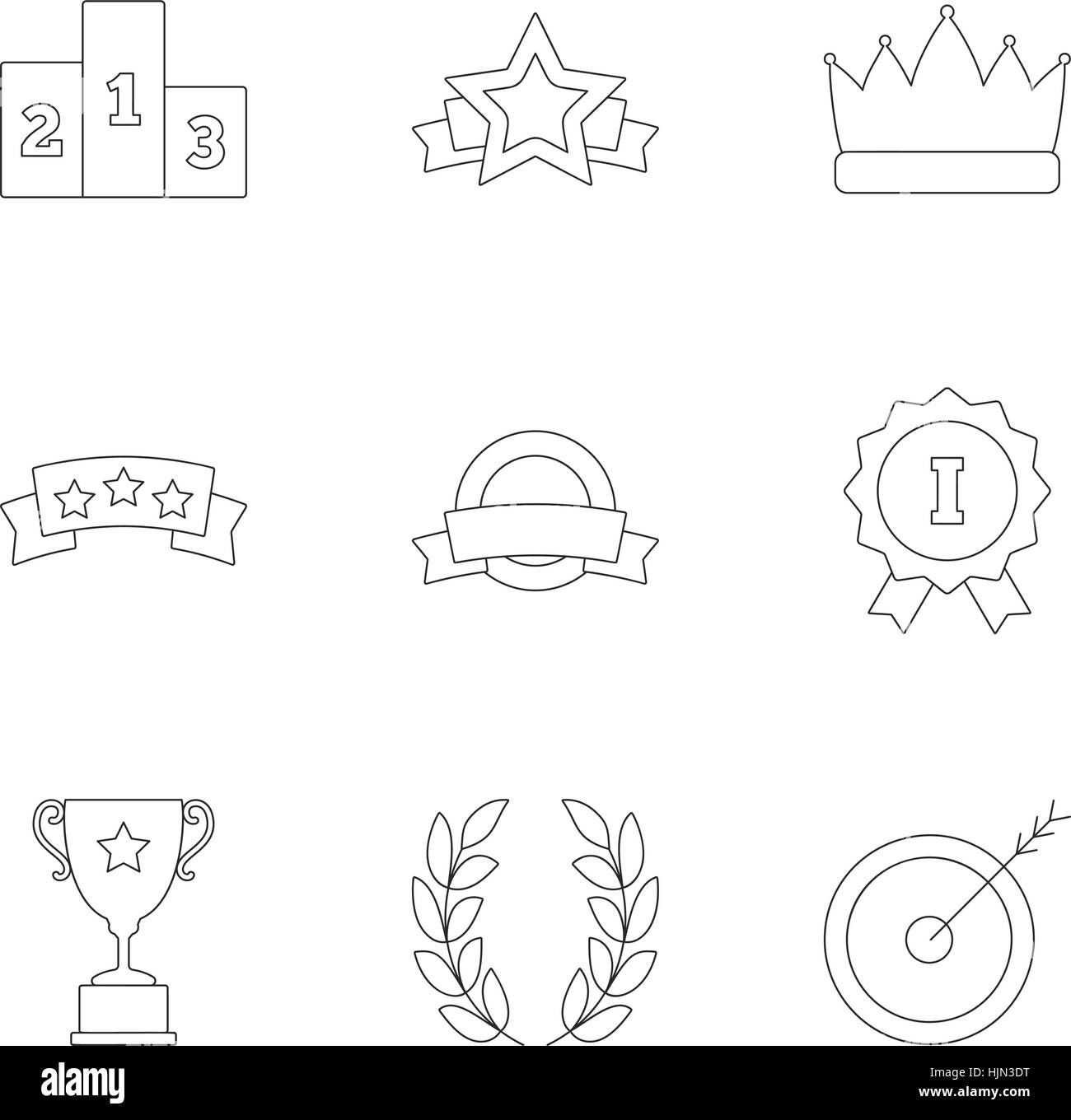 Victory icons set. Outline illustration of 9 victory vector icons for ...