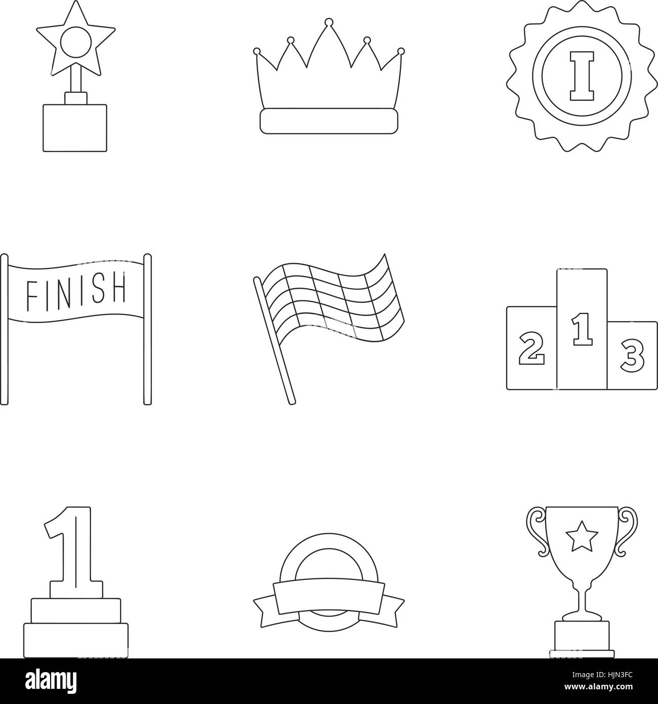 Win icons set. Outline illustration of 9 win vector icons for web Stock ...