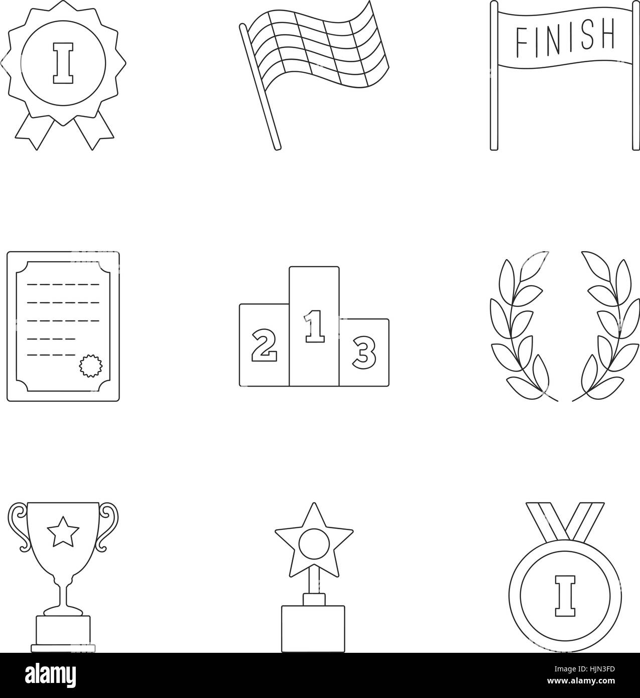Rewarding icons set. Outline illustration of 9 rewarding vector icons ...
