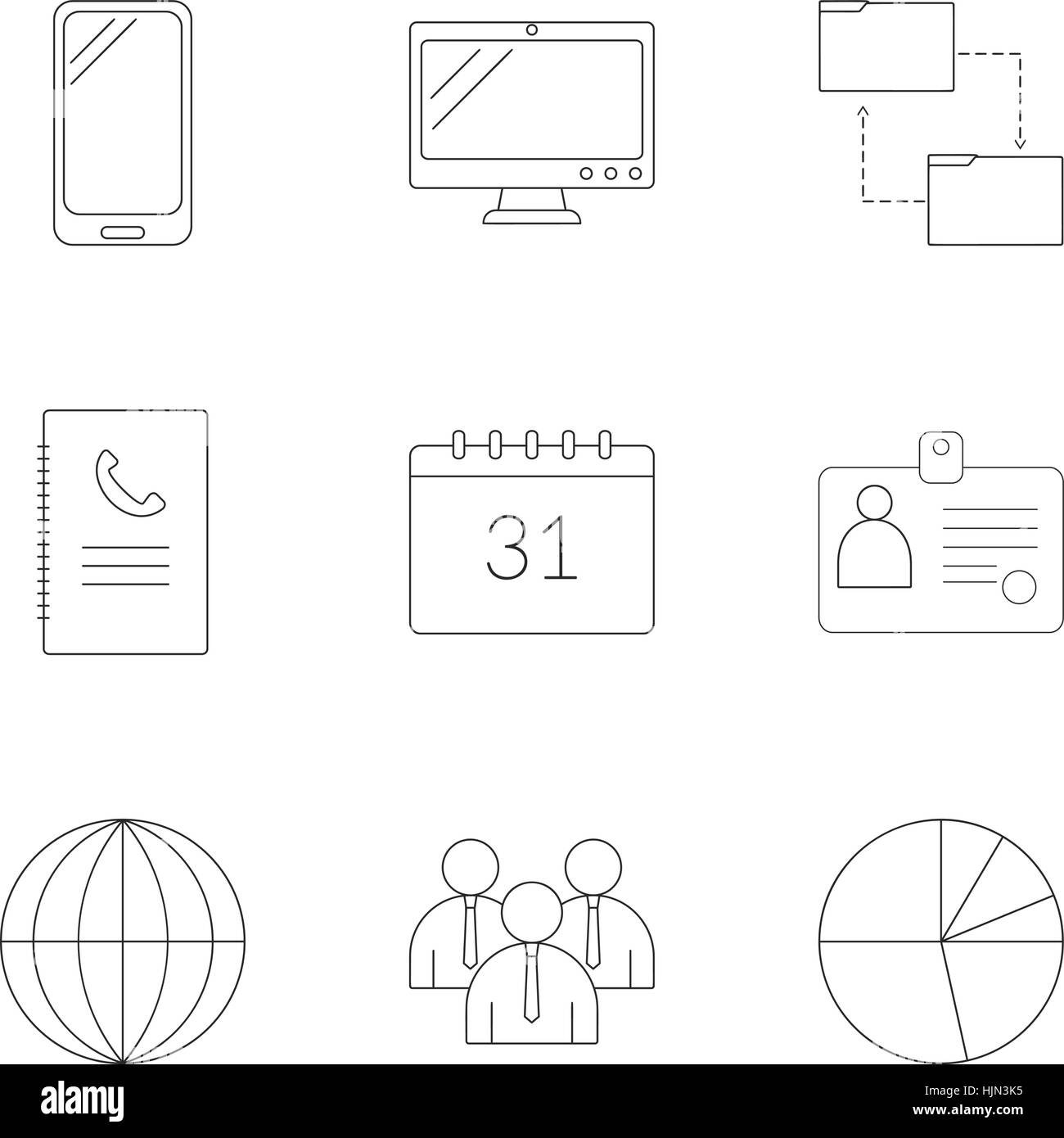 Management icons set. Outline illustration of 9 management vector icons ...