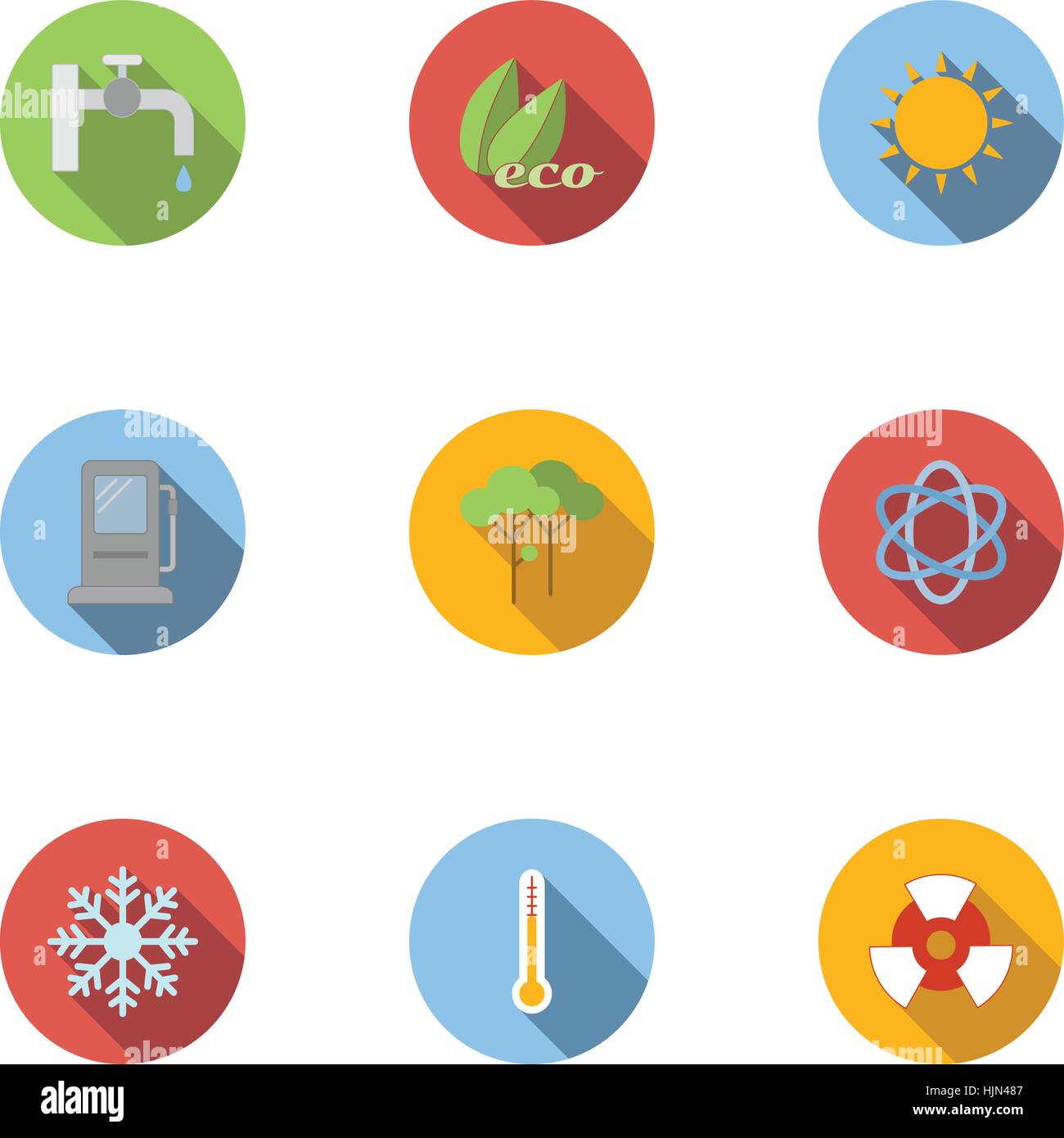 Types of energy icons set. Flat illustration of 9 types of energy ...