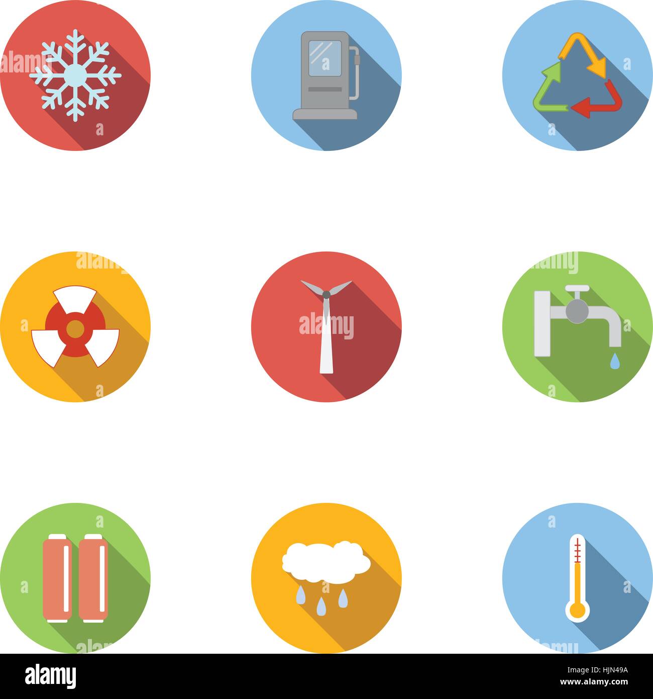 Production of energy icons set. Flat illustration of 9 production of ...