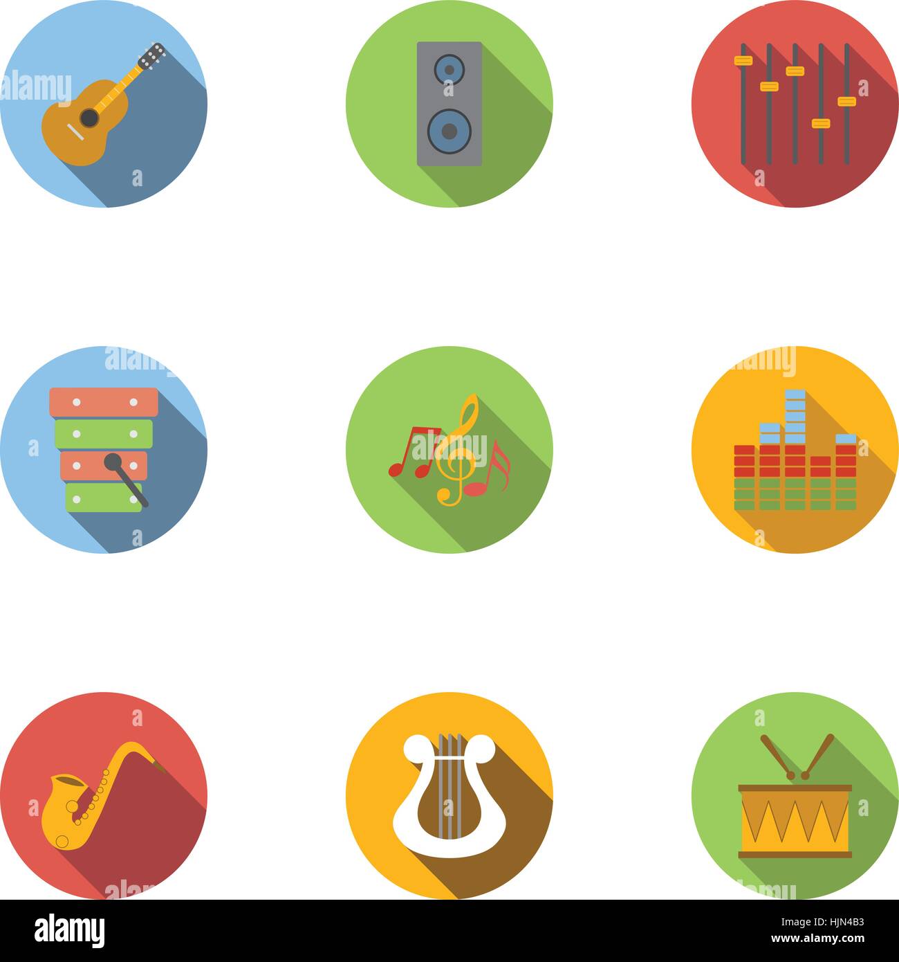 Tools for music icons set. Flat illustration of 9 tools for music ...