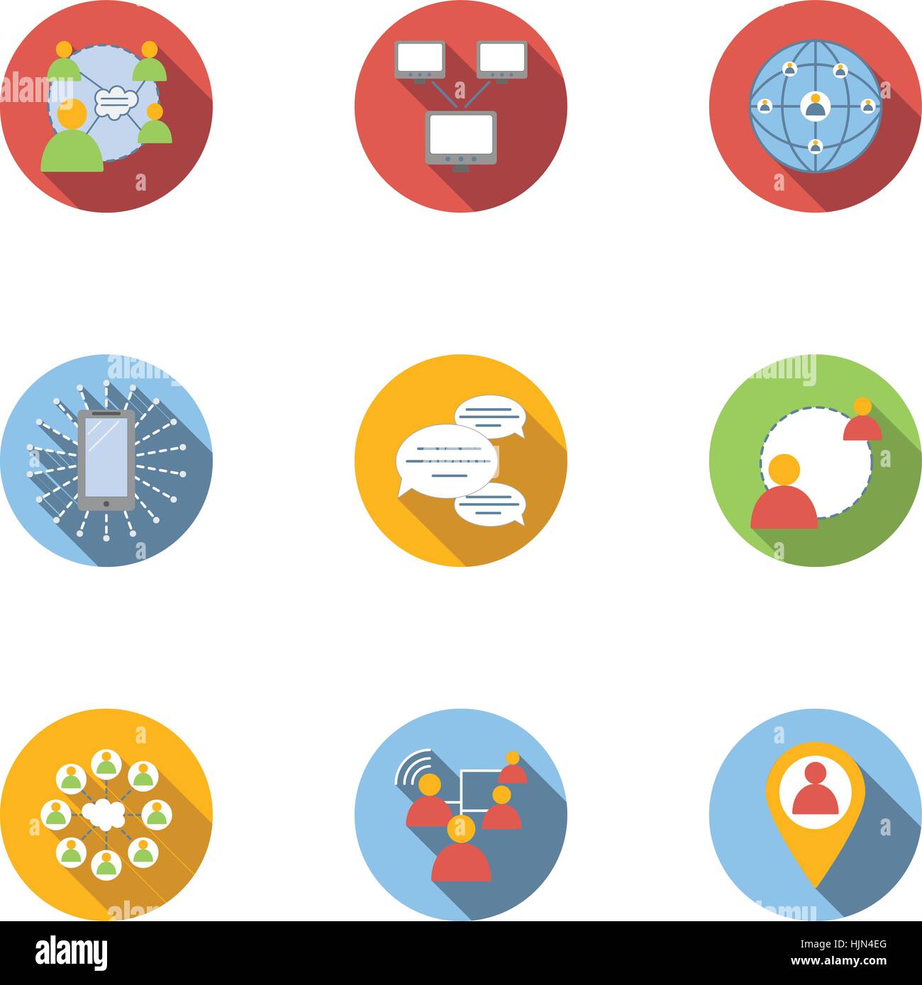 Global internet icons set. Flat illustration of 9 global internet ...