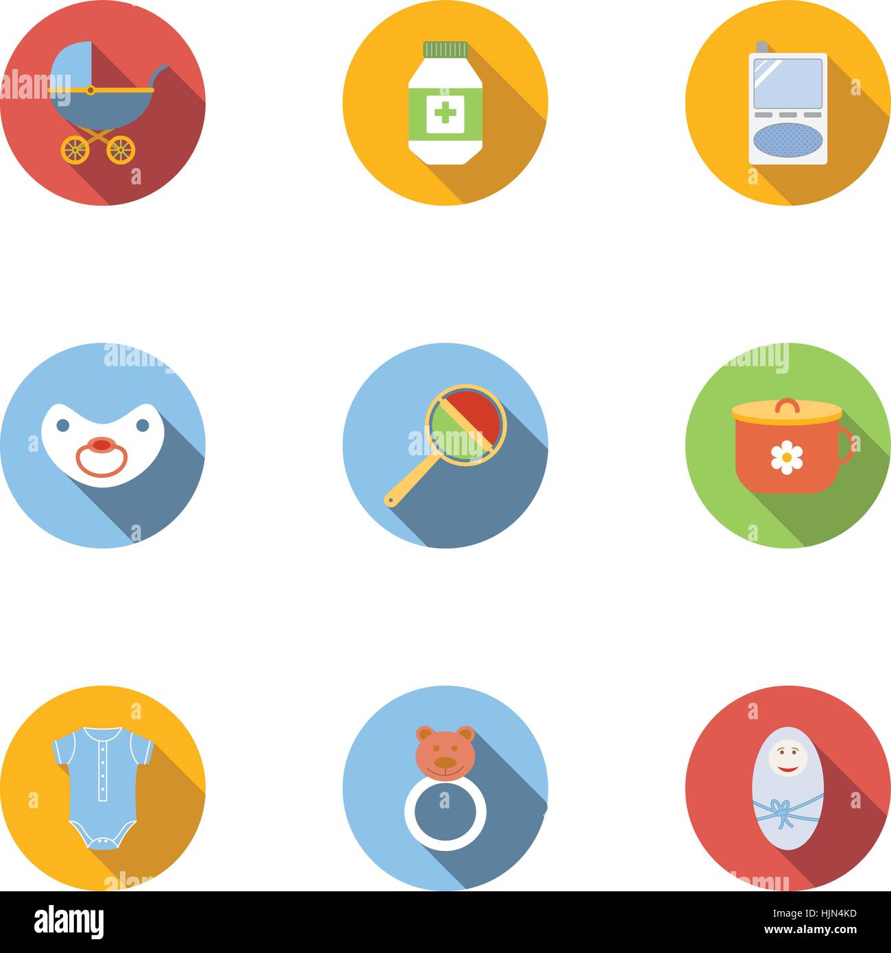 Baby icons set. Flat illustration of 9 baby vector icons for web Stock ...