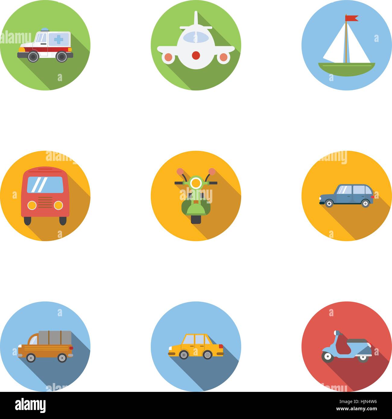 Types of transport icons set. Flat illustration of 9 types of transport ...