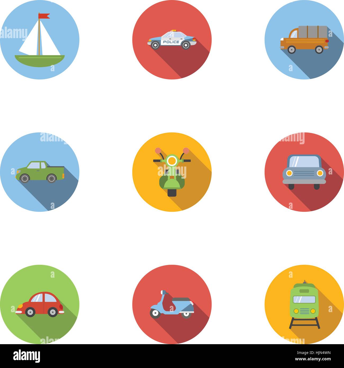 Vehicle icons set. Flat illustration of 9 vehicle vector icons for web ...