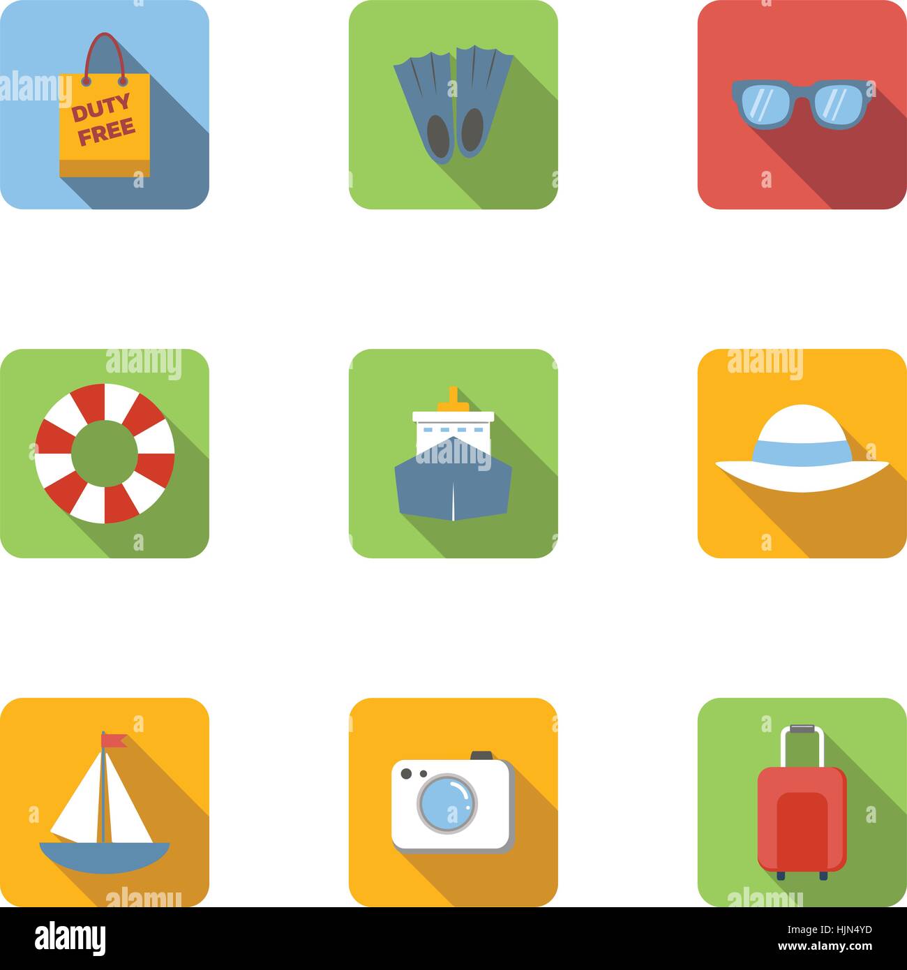 Tourism at sea icons set. Flat illustration of 9 tourism at sea vector ...