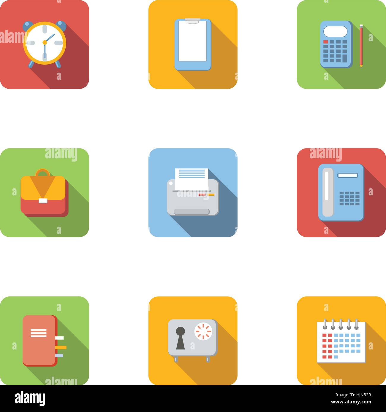 Office supplies icons set. Flat illustration of 9 office supplies ...