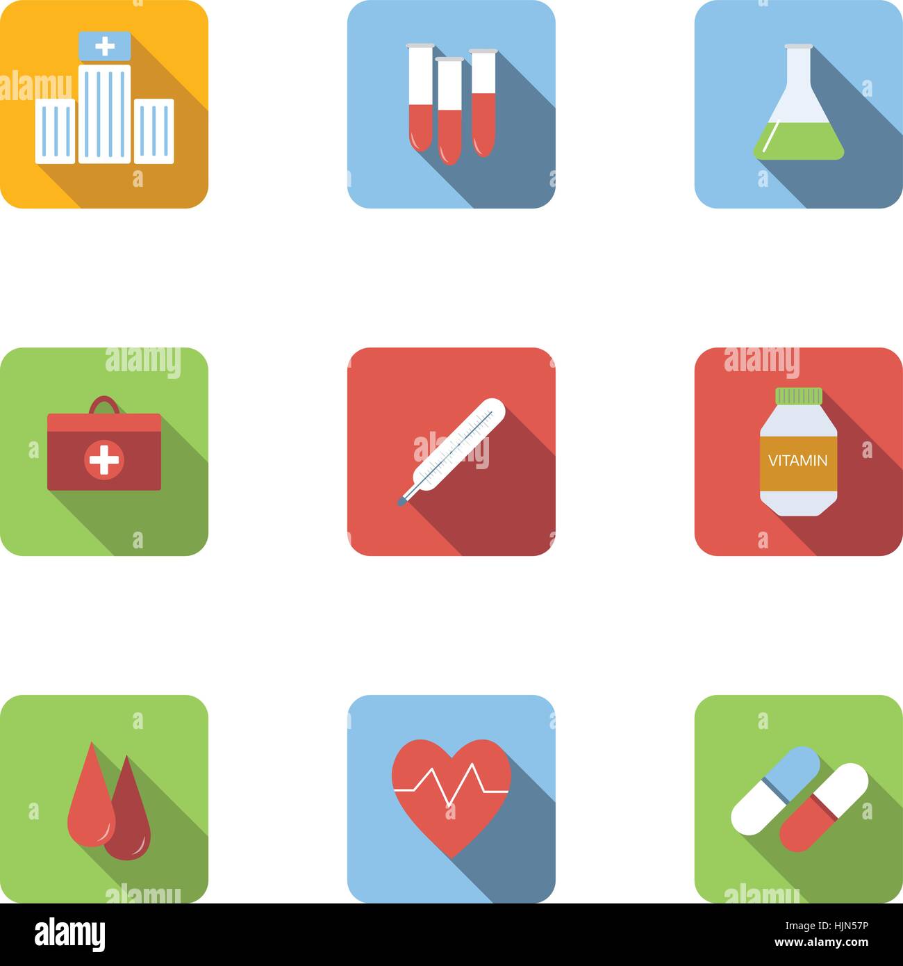 Medicine icons set. Flat illustration of 9 medicine vector icons for ...