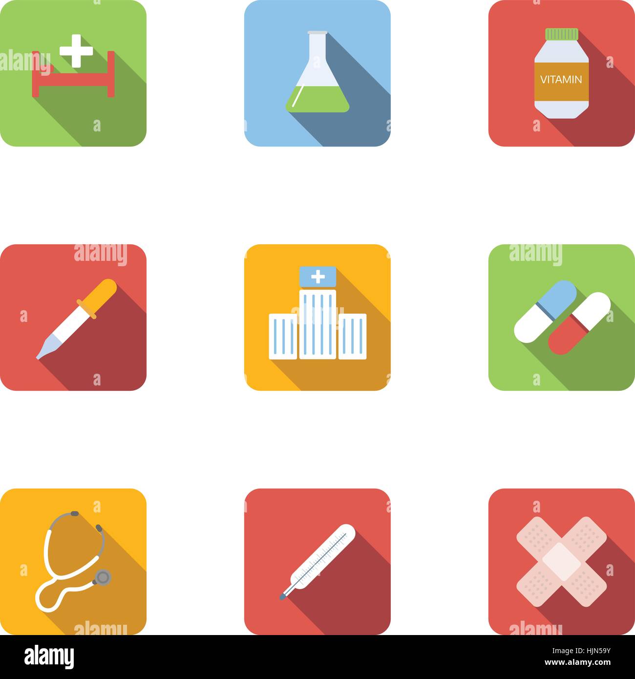 Diagnosis icons set. Flat illustration of 9 doctoral vector icons for ...