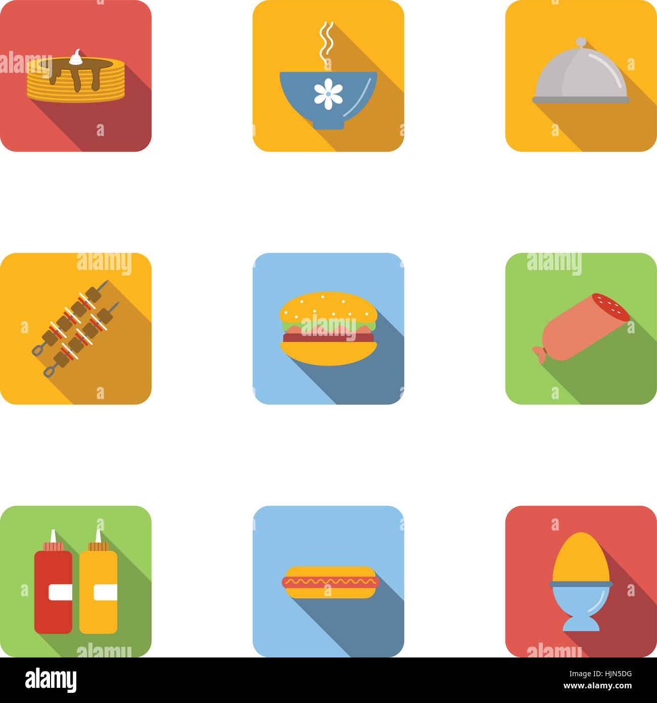 Breakfast icons set. Flat illustration of 9 breakfast vector icons for ...