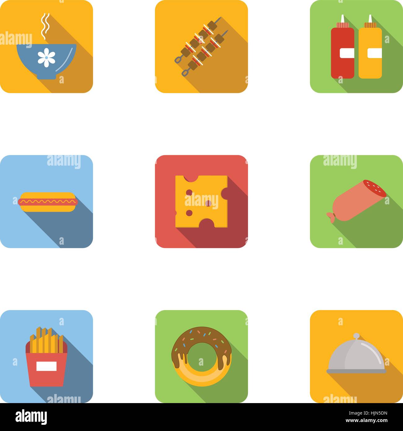 Morning breakfast icons set. Flat illustration of 9 morning breakfast ...