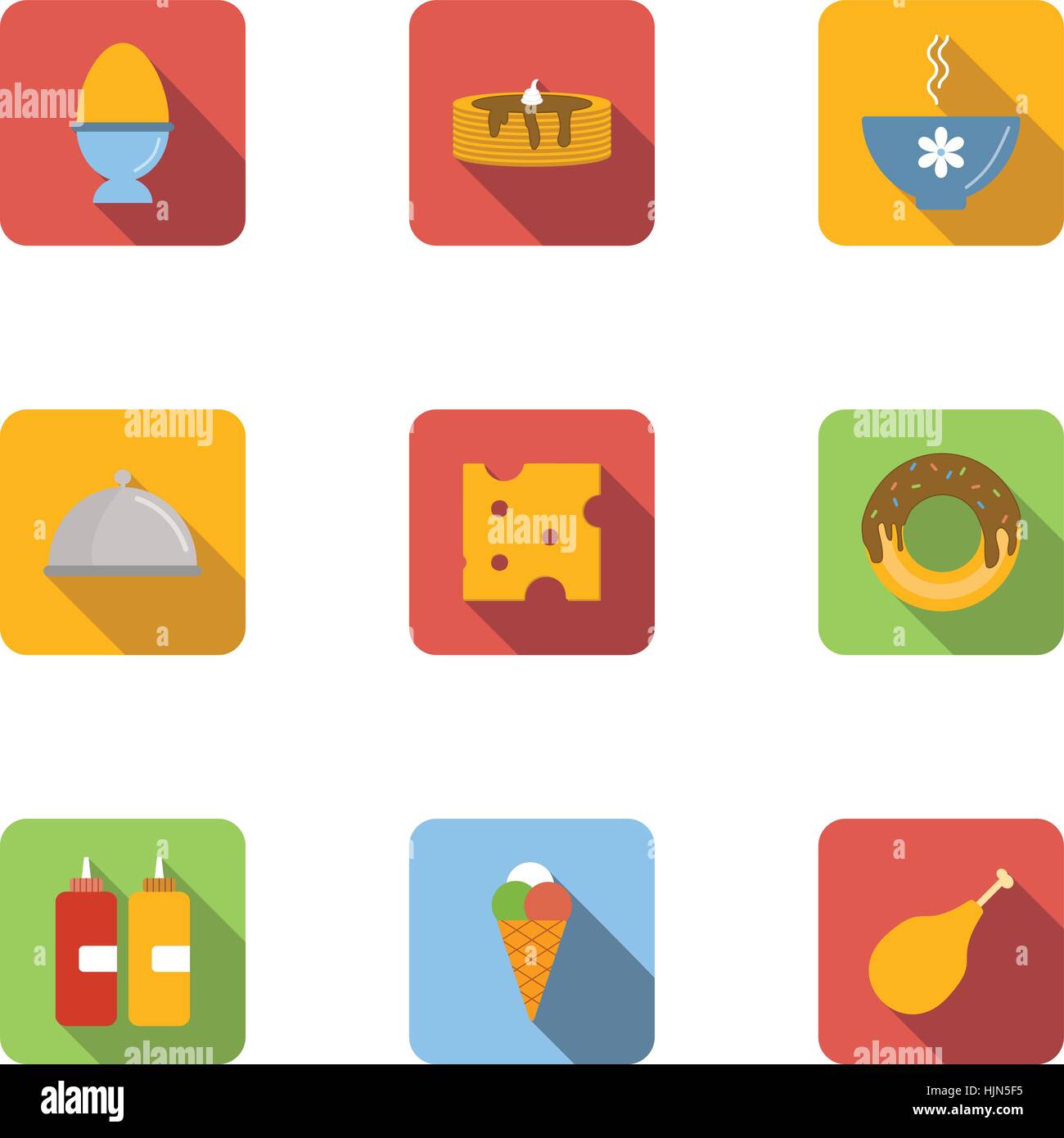 Food in morning icons set. Flat illustration of 9 food in morning ...